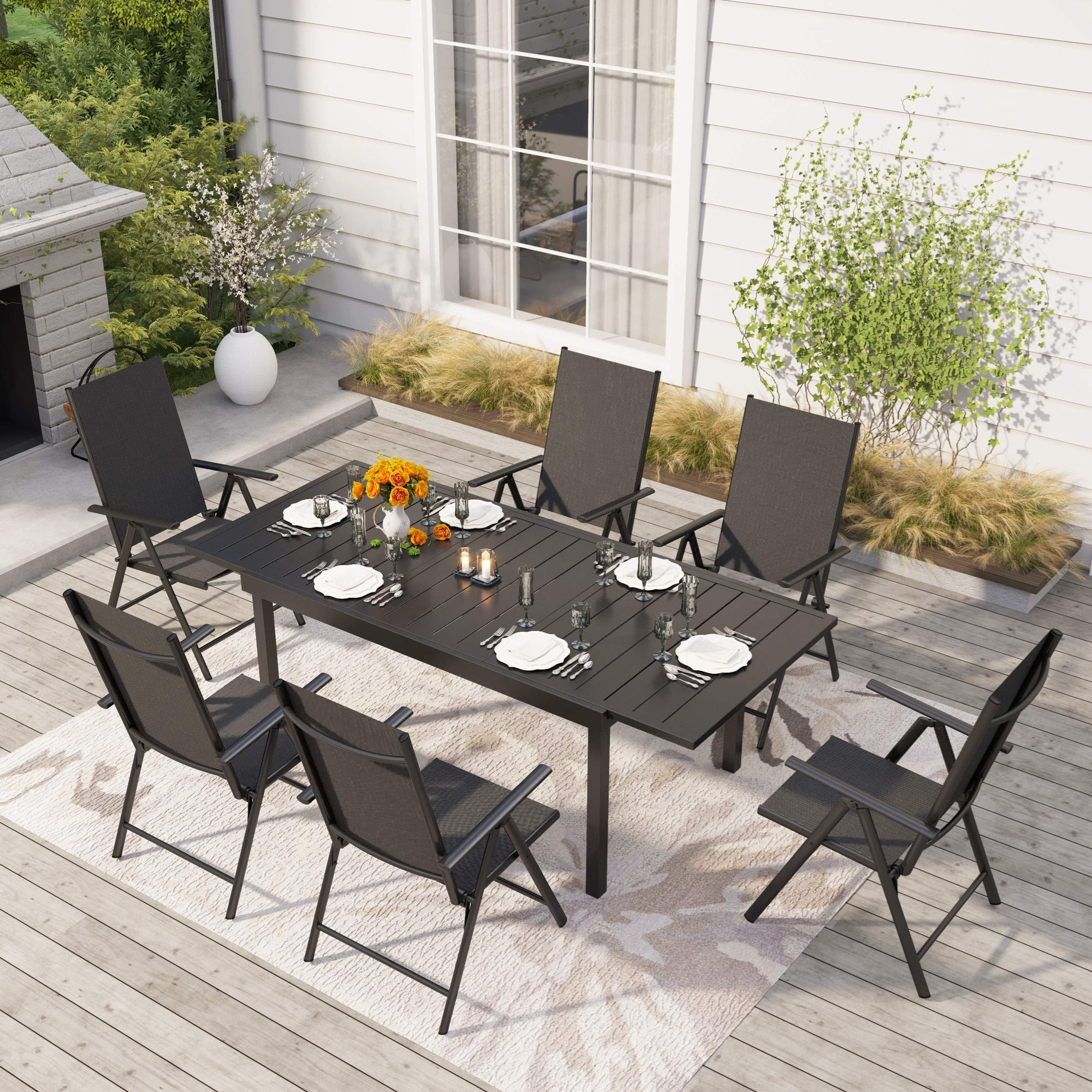 MAISON ARTS 7/9-Piece Patio Dining Set, 1X Expandable Table, 6/8 ...