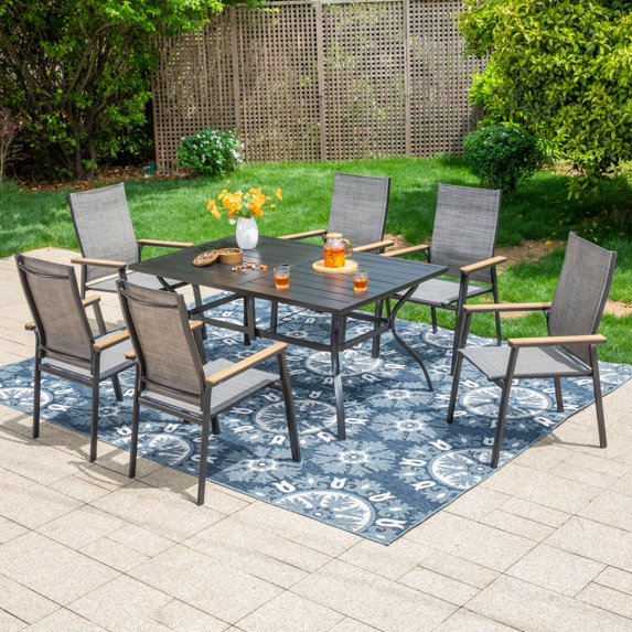 MAISON ARTS 7 Pieces Dining Set, 6 Aluminium Stackable Dining Chairs ...
