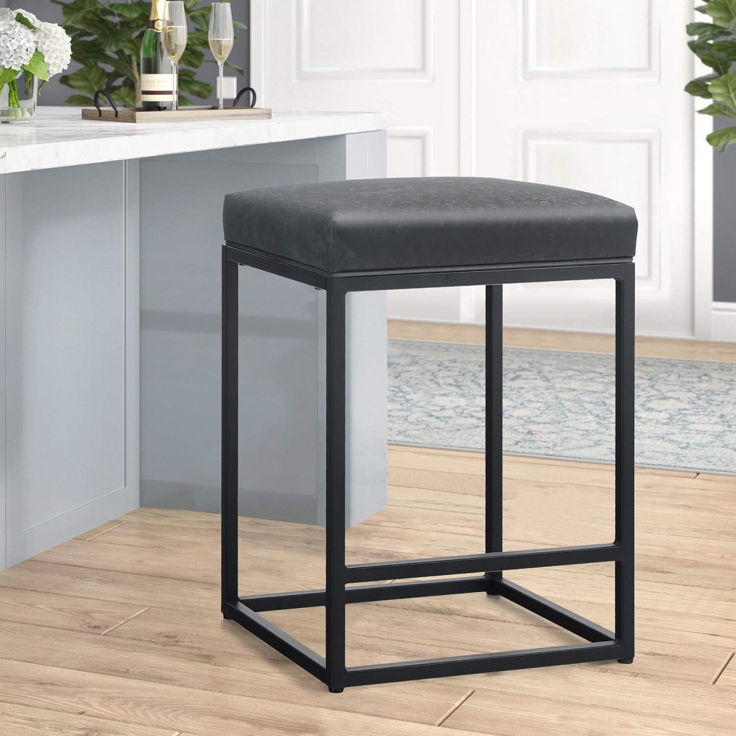 MAISON ARTS Black Counter Height 24" Bar Stool for Kitchen Counter ...