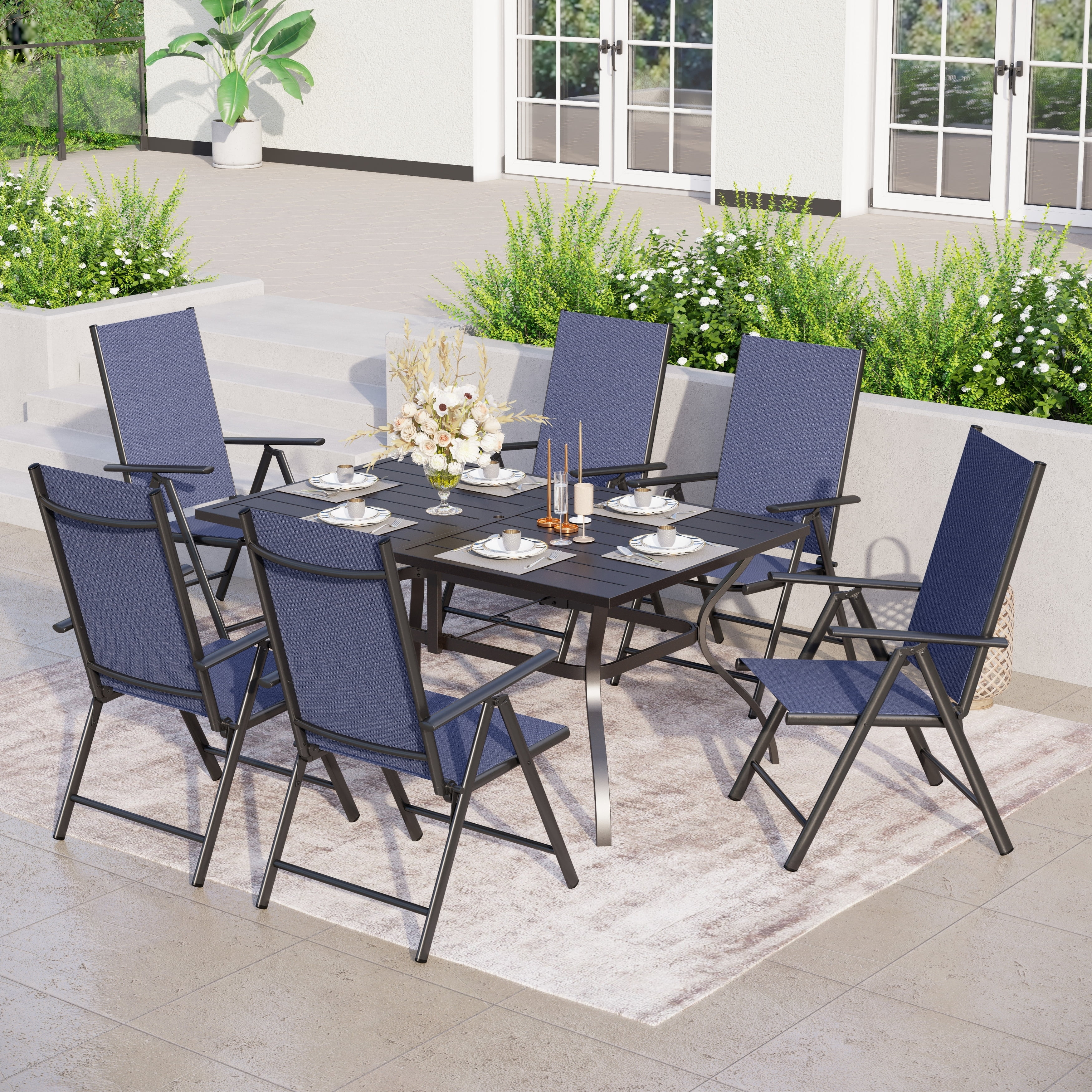 MAISON ARTS Outdoor 5/7-Piece Patio Dining Set, 7-positon Reclining ...