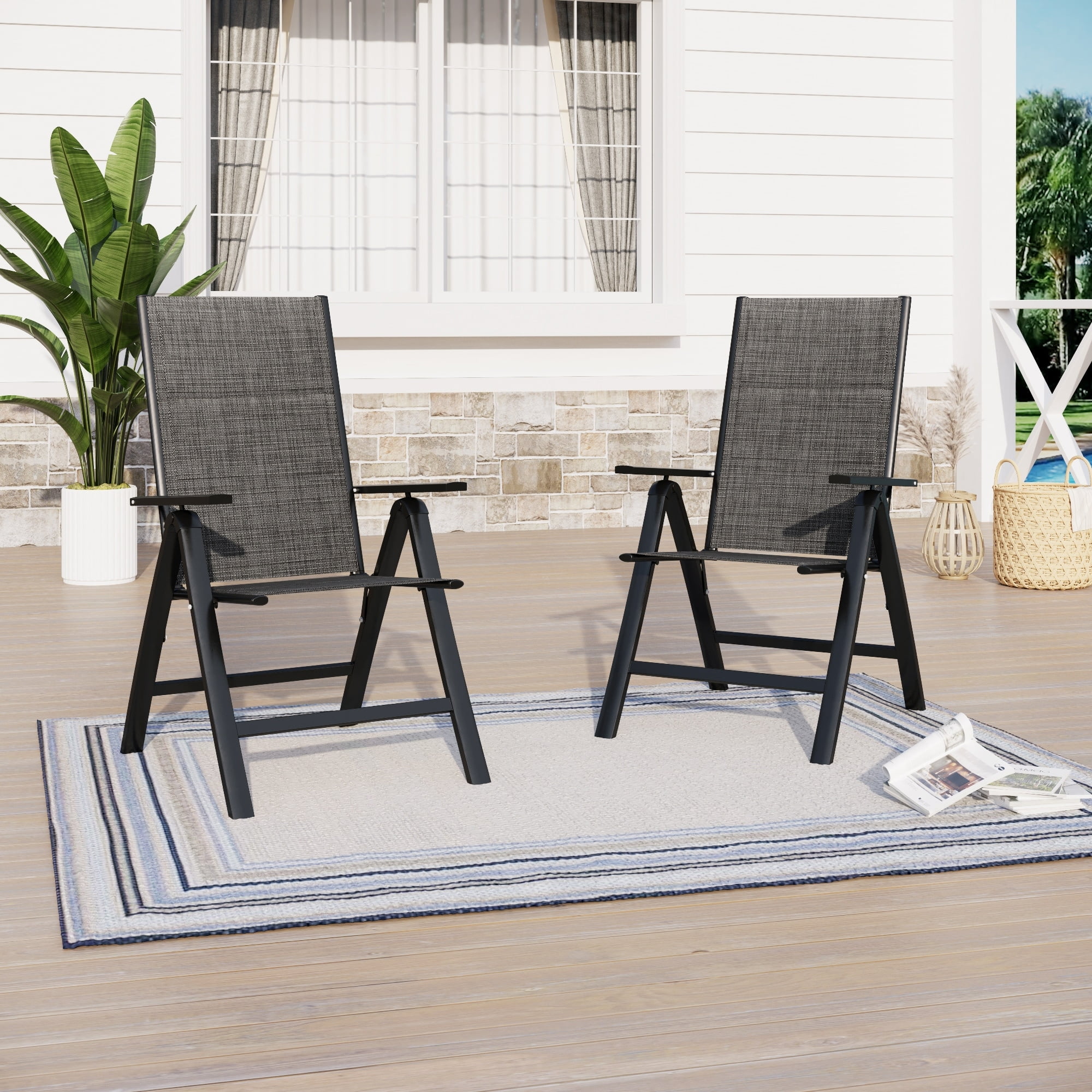MAISON ARTS Set of 2/4/6/8 Foldable & 7-Angle Adjustable Padded Patio ...