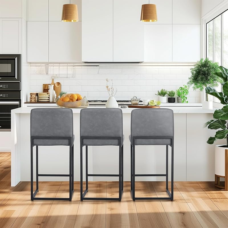 MAISON ARTS Off White Bar Stools, 24 Inch Counter Height Barstools with ...