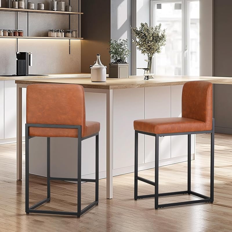 MAISON ARTS Off White Bar Stools, 24 Inch Counter Height Barstools with ...