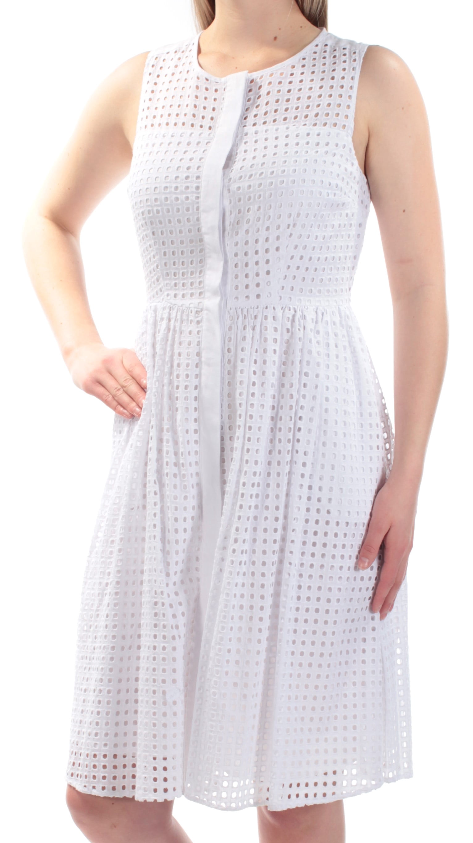 MAISON JULES $99 Womens New 1331 White Jewel Neck Sleeveless Shirt ...