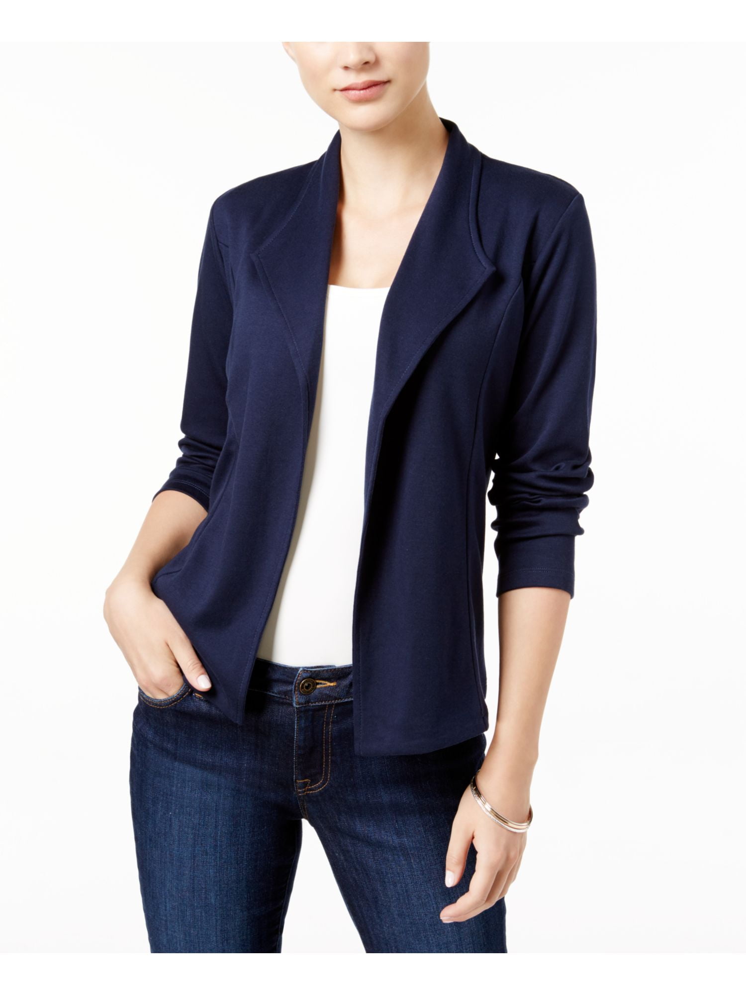 MAISON JULES Womens Navy Long Sleeve Open Cardigan Top Size: XXS ...