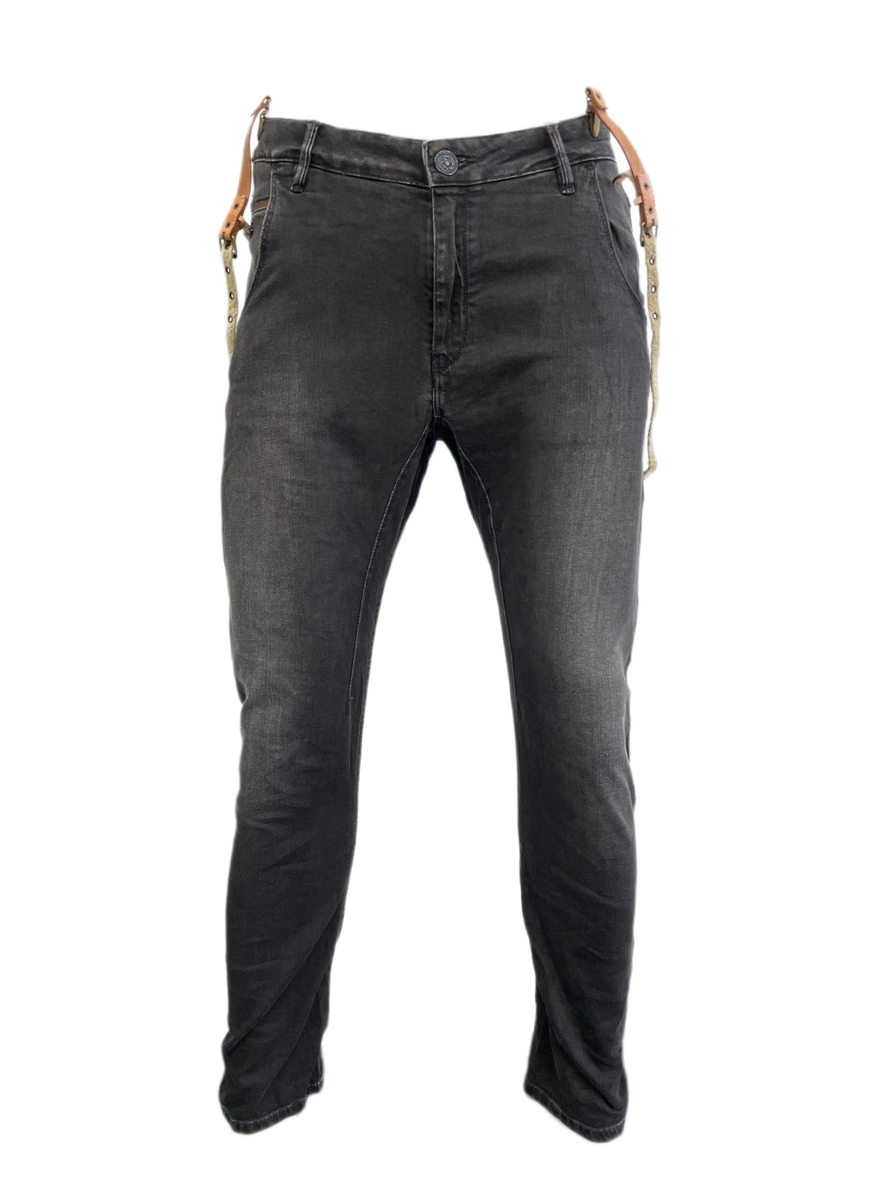 MAISON SCOTCH Men's Tapered Leg Suspender Jeans, Grey, 29 - Walmart.com