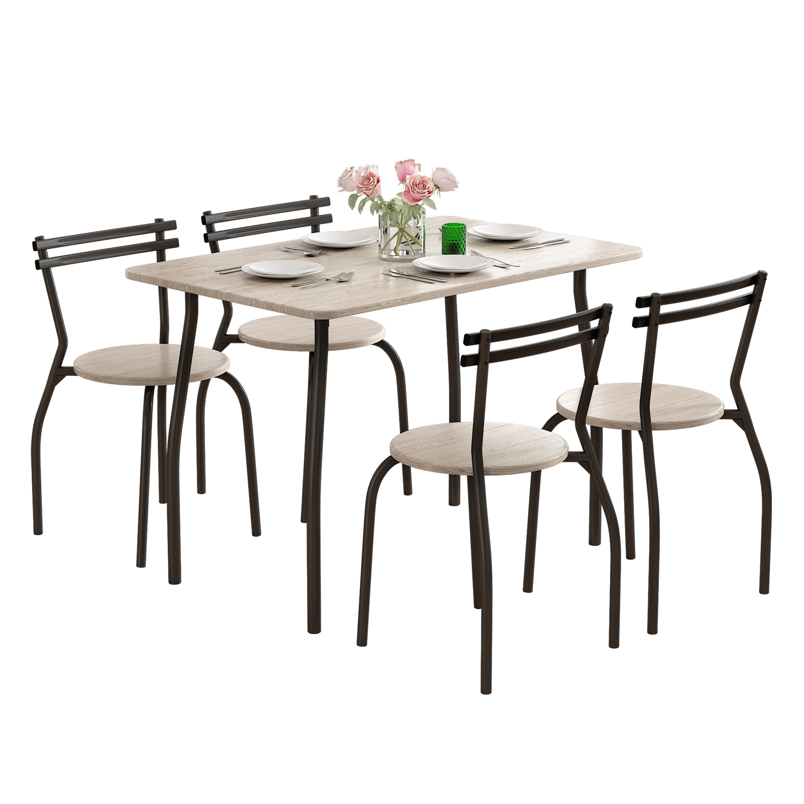 Regency 5-Piece 42" Round Lunchroom Table with Metal "X" Base and 4 ...