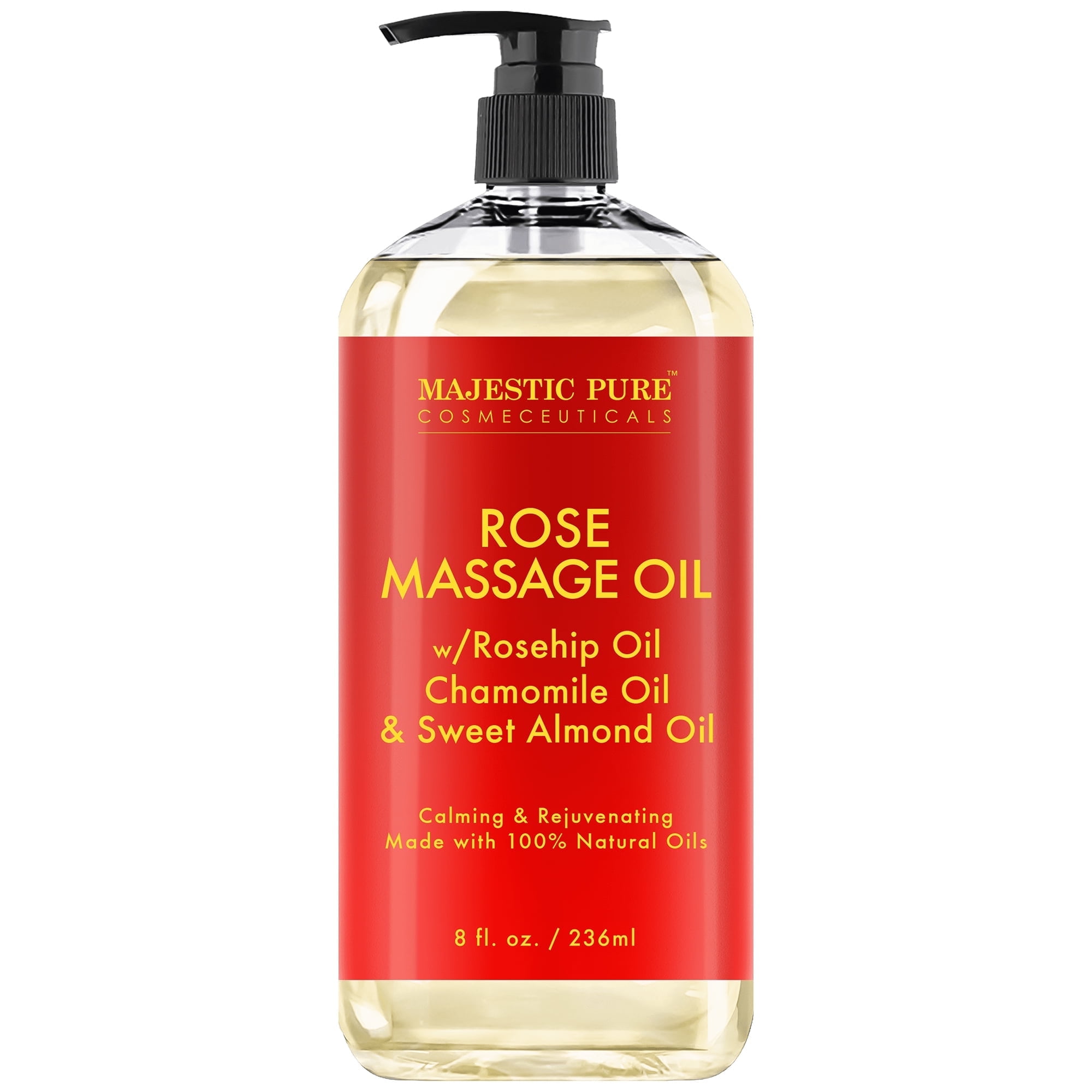 MAJESTIC PURE Rose Massage Oil - Hydrating, Calming, Warming, Relaxing ...