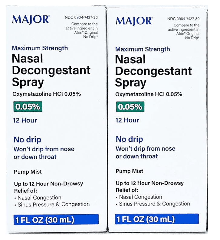 Major No Drip Nasal Decongestant Spray for Nasal Congestion, Sinus ...