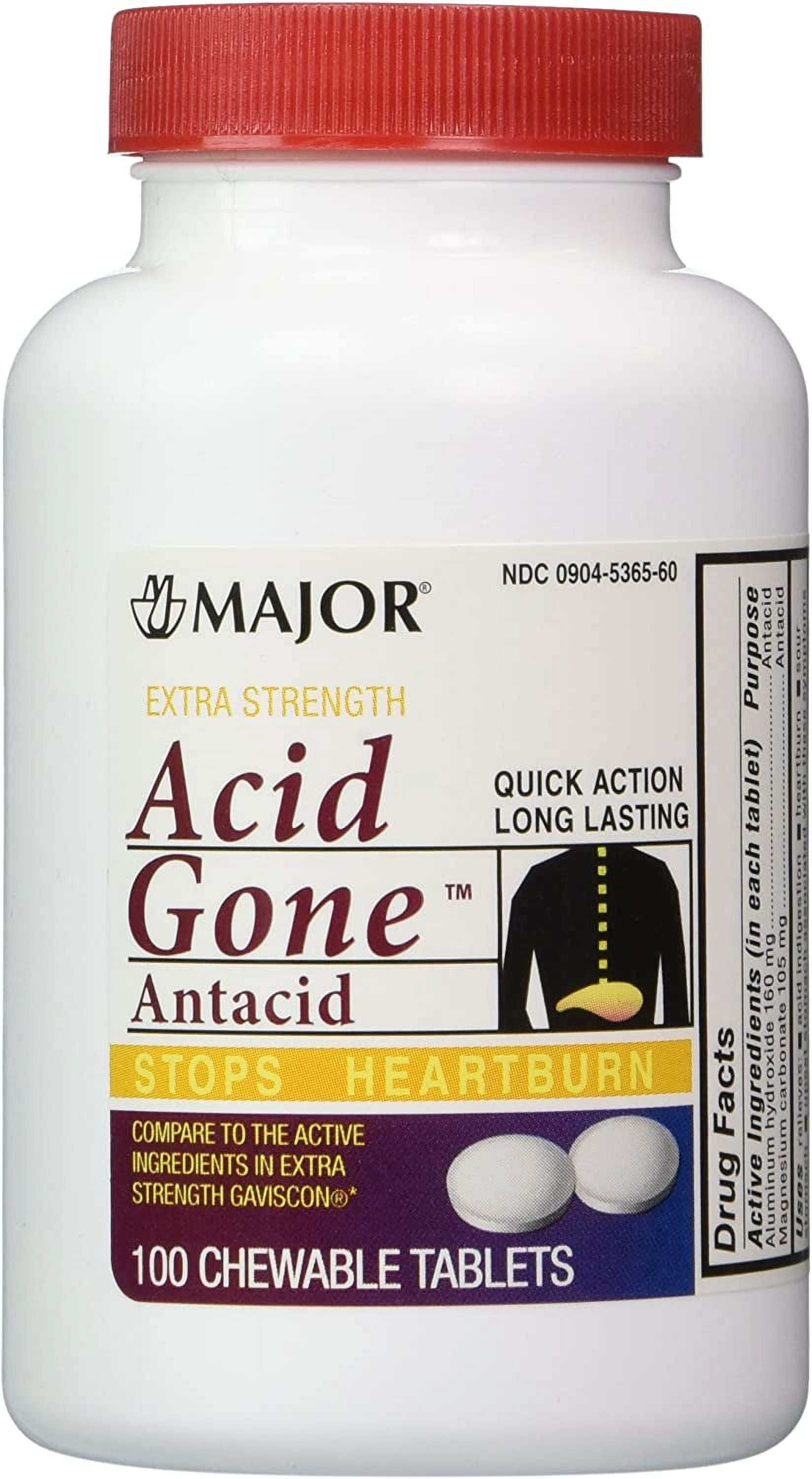 MAJOR Acid Gone Extra Strength Antacid Chewable Tablets - Acid Reflux ...
