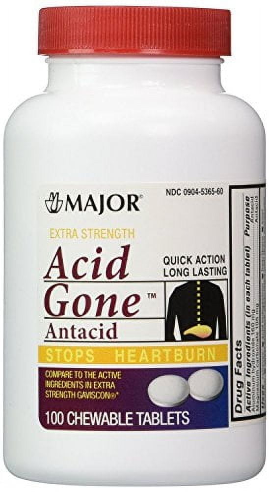 MAJOR Acid Gone Extra Strength Antacid Chewable Tablets - Acid Reflux ...