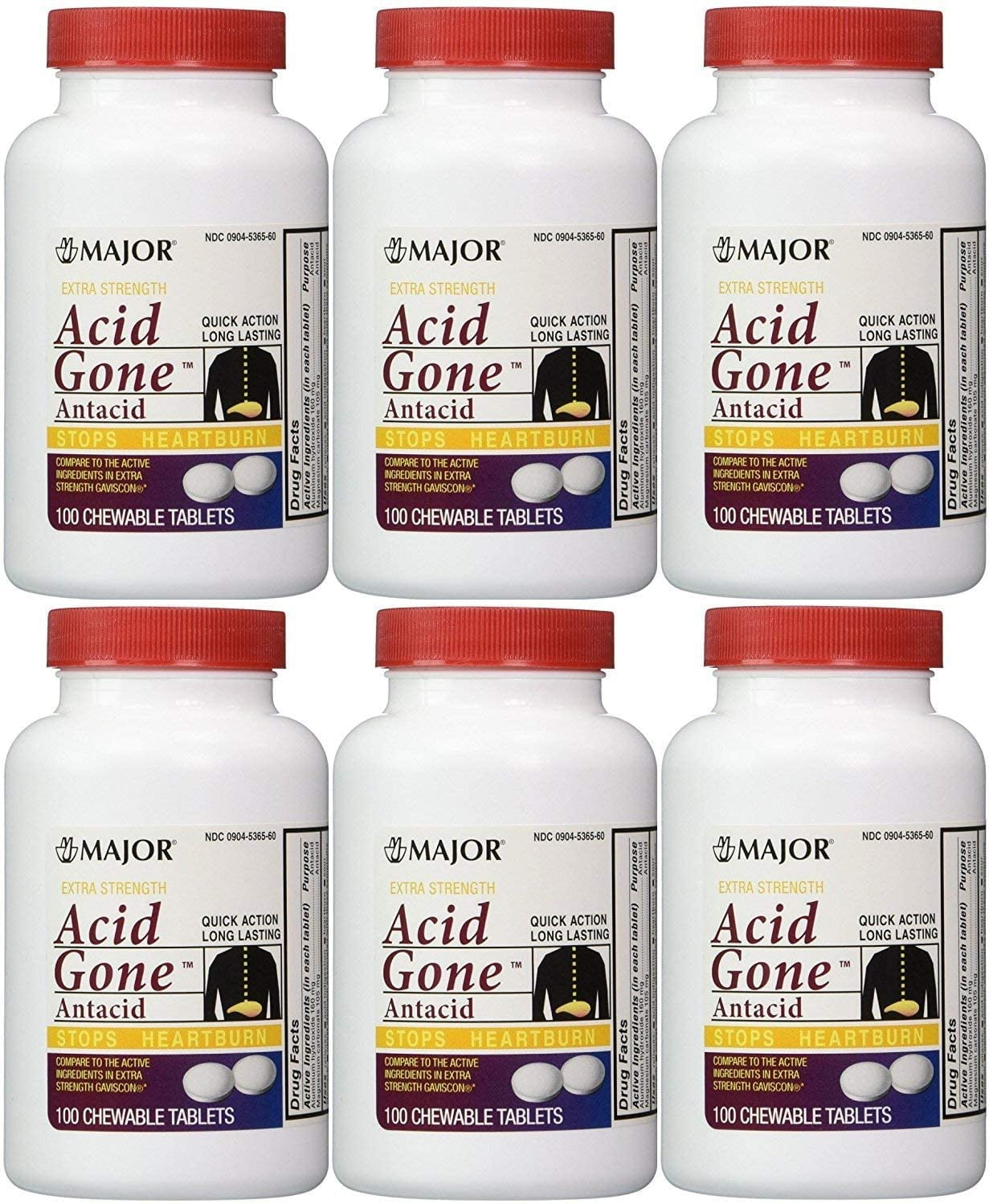 MAJOR Acid Gone Extra Strength Antacid Chewable Tablets - Acid Reflux ...