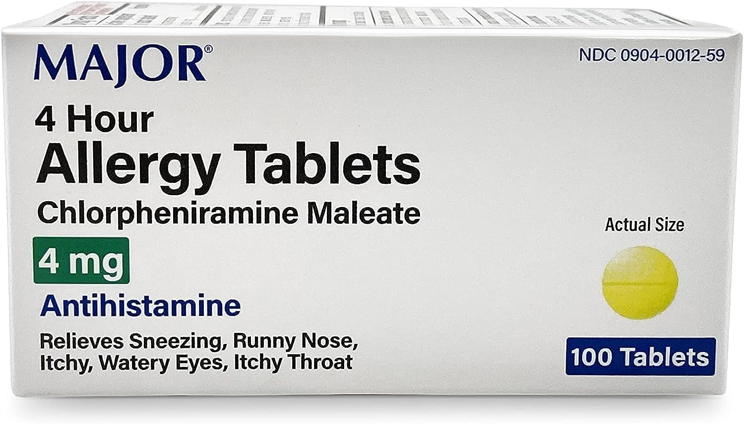 MAJOR Allergy Chlorpheniramine Maleate 4MG | Antihistamine OTC Medicine ...