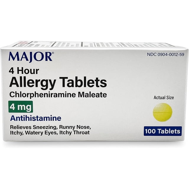 MAJOR Allergy Chlorpheniramine Maleate 4MG | Antihistamine OTC Medicine ...