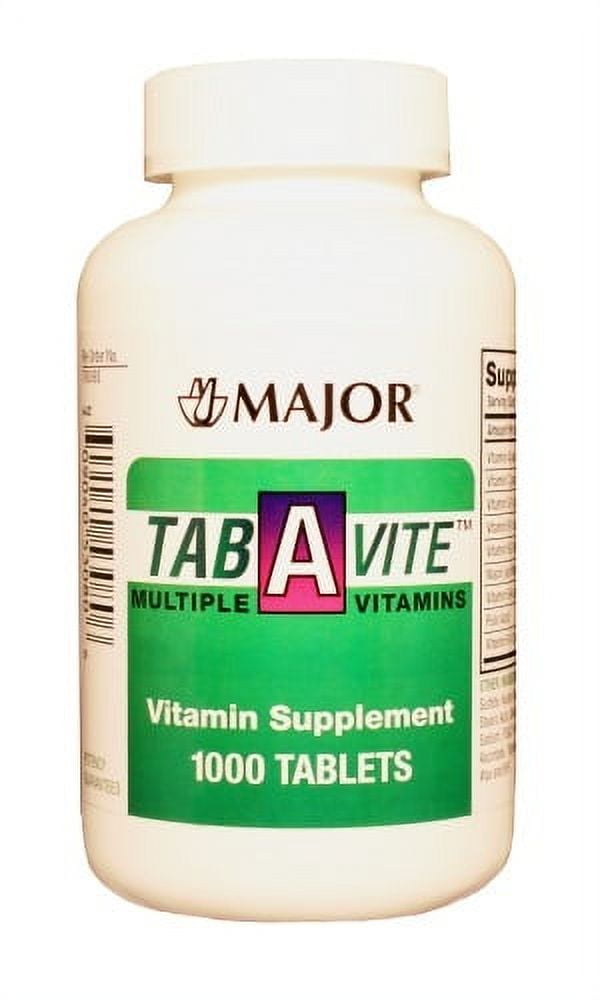 MAJOR TAB-A-VITE MULTIPLE VITAMINS TABS ASCORBIC ACID-60 MG Red 1000 ...