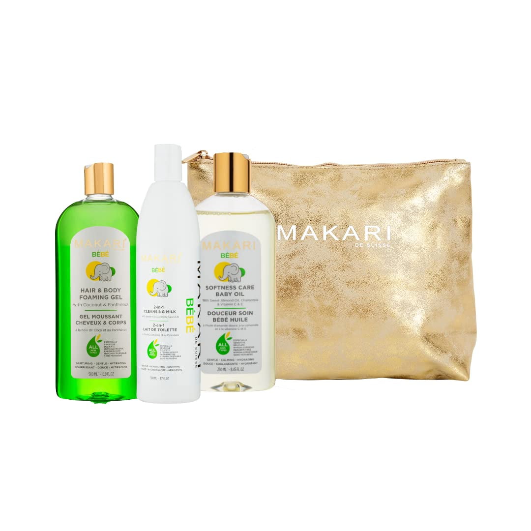 MAKARI Bebe 3 Piece TSF6 Shower Gift Set - Foaming Gel, Cleansing Milk ...