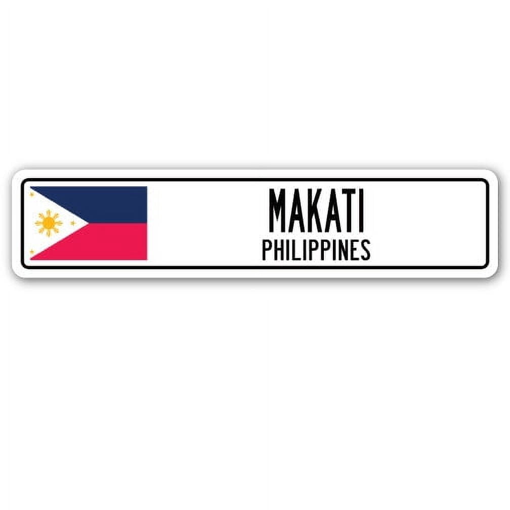 MAKATI PHILIPPINES Street Sign Filipino flag city country road wall ...