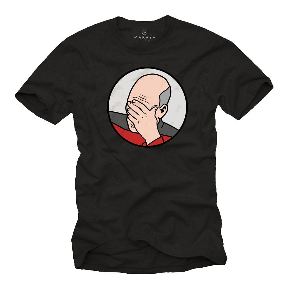 MAKAYA Captain Picard T-Shirt Herren - Epic Star Fail Meme - Schwarz ...