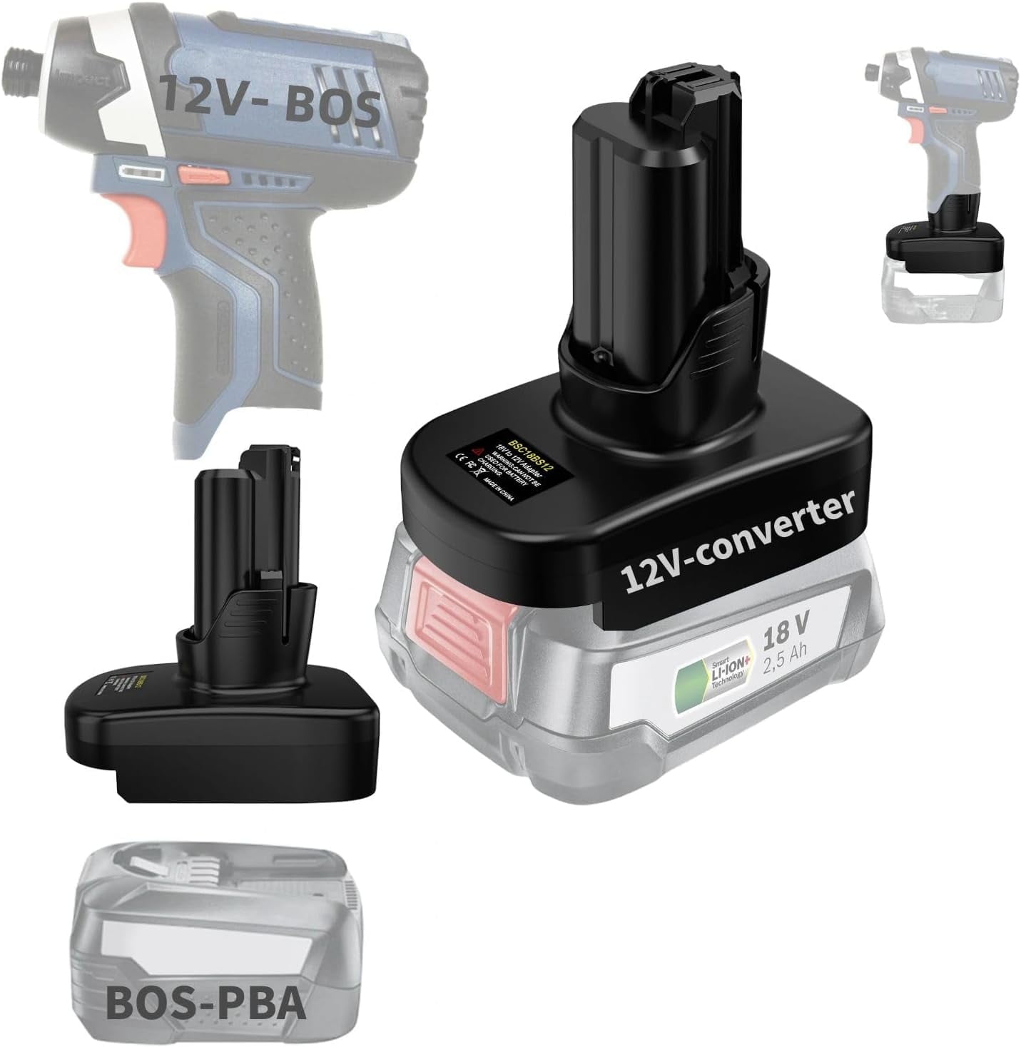MAKBOS Battery Adapter for Bosch 12V Tools, Convert 18V PBA Battery to ...