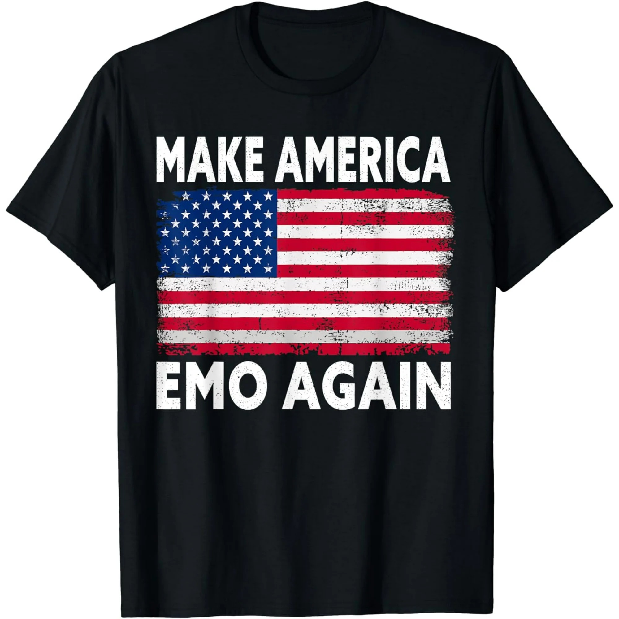MAKE AMERICA EMO AGAIN Pure Cotton T-shirt Patriotic Men and Women ...