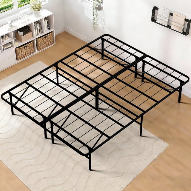 WASUHE 14" Height Queen Bed Frame, Heavy Duty Foldable Metal Platform ...