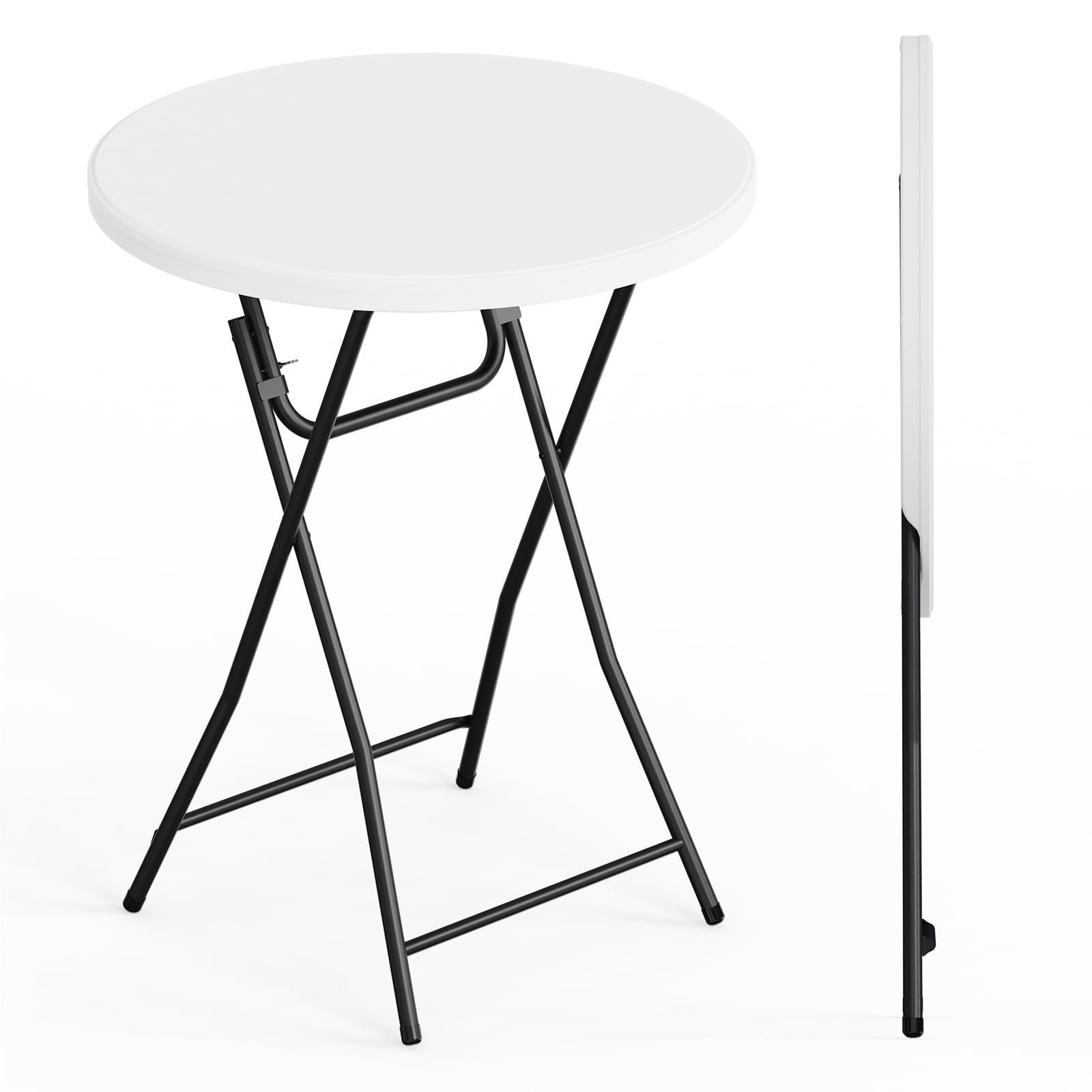 WASUHE 32in Folding Cocktail Table, Round Plastic Bar Height Folding ...