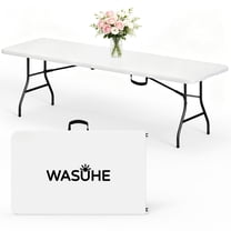 HaiCube 8 Foot Plastic Folding Table Portable Heavy Duty Rectangular ...