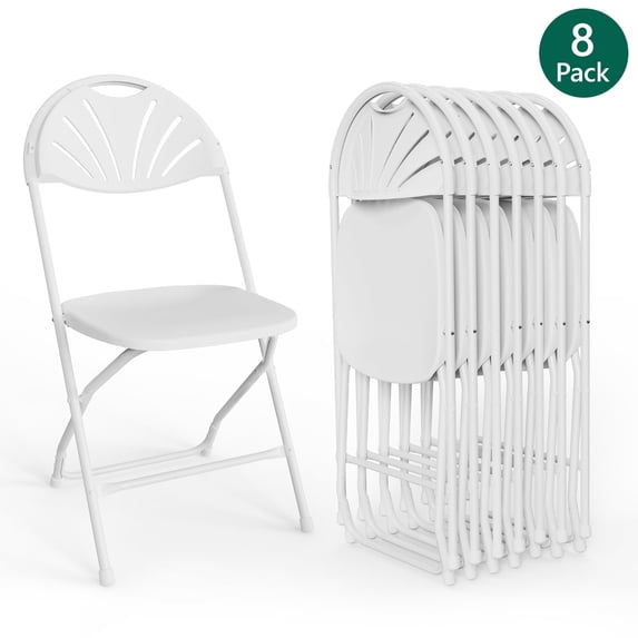 WLLJOY 8 Pack Fan Back Folding Chairs, Metal Frame Indoor Outdoor ...