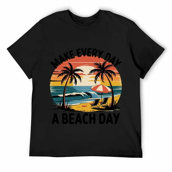 MAKE EVERY DAY A BEACH DAY Happy Face T-Shirt Music Notes Treble Clef ...