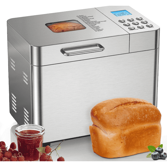 2LB Bread Maker Machine 17 in 1 Automatic Stainless Steel Bread Machine, Easy to Clean Low Noise ...