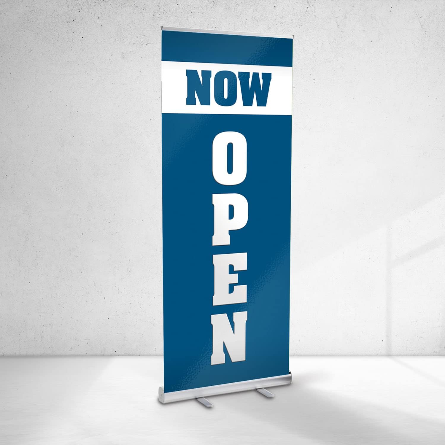 MAKE IT VISIBLE Now Open Blue Theme Retractable Roll Up Adjustable ...