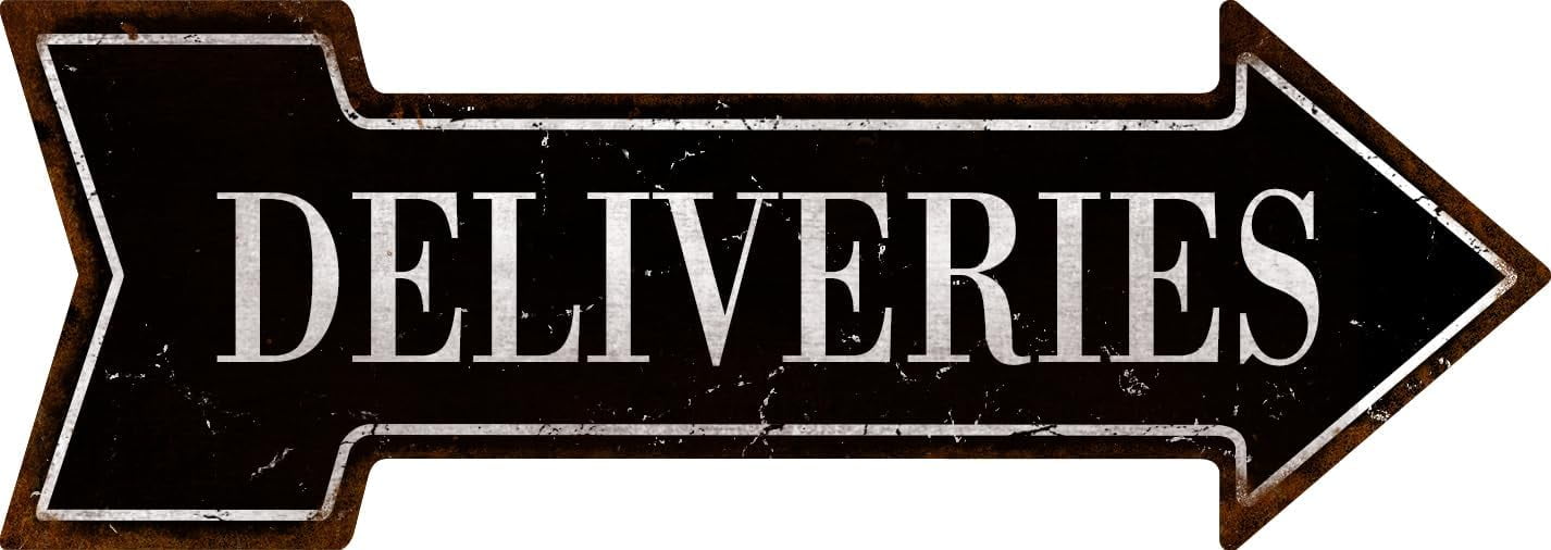 MAKEGELD Delivery Sign Arrow Metal Tin Sign Vintage Package Deliveries ...