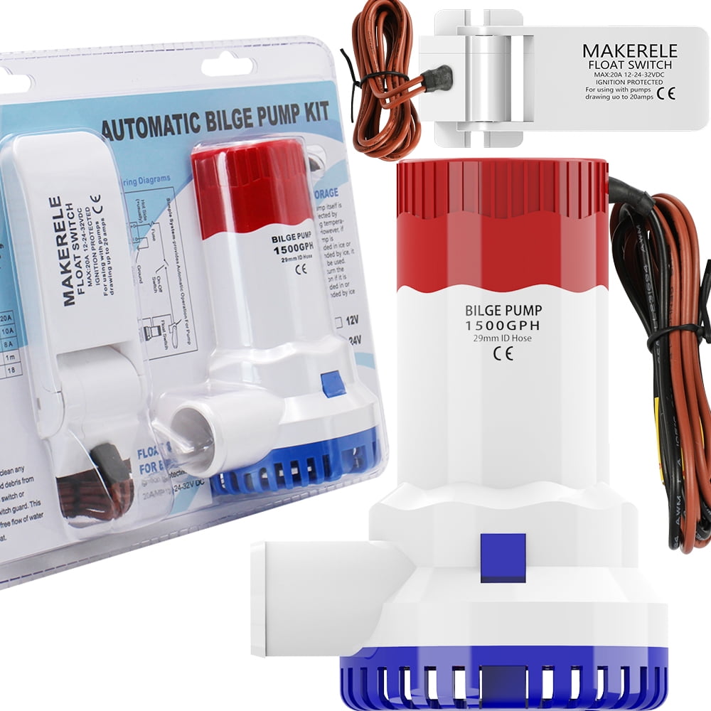 MAKERELE Marine 12v Bilge Pump Electric Pump 1500GPH Boat Bilge Pump ...