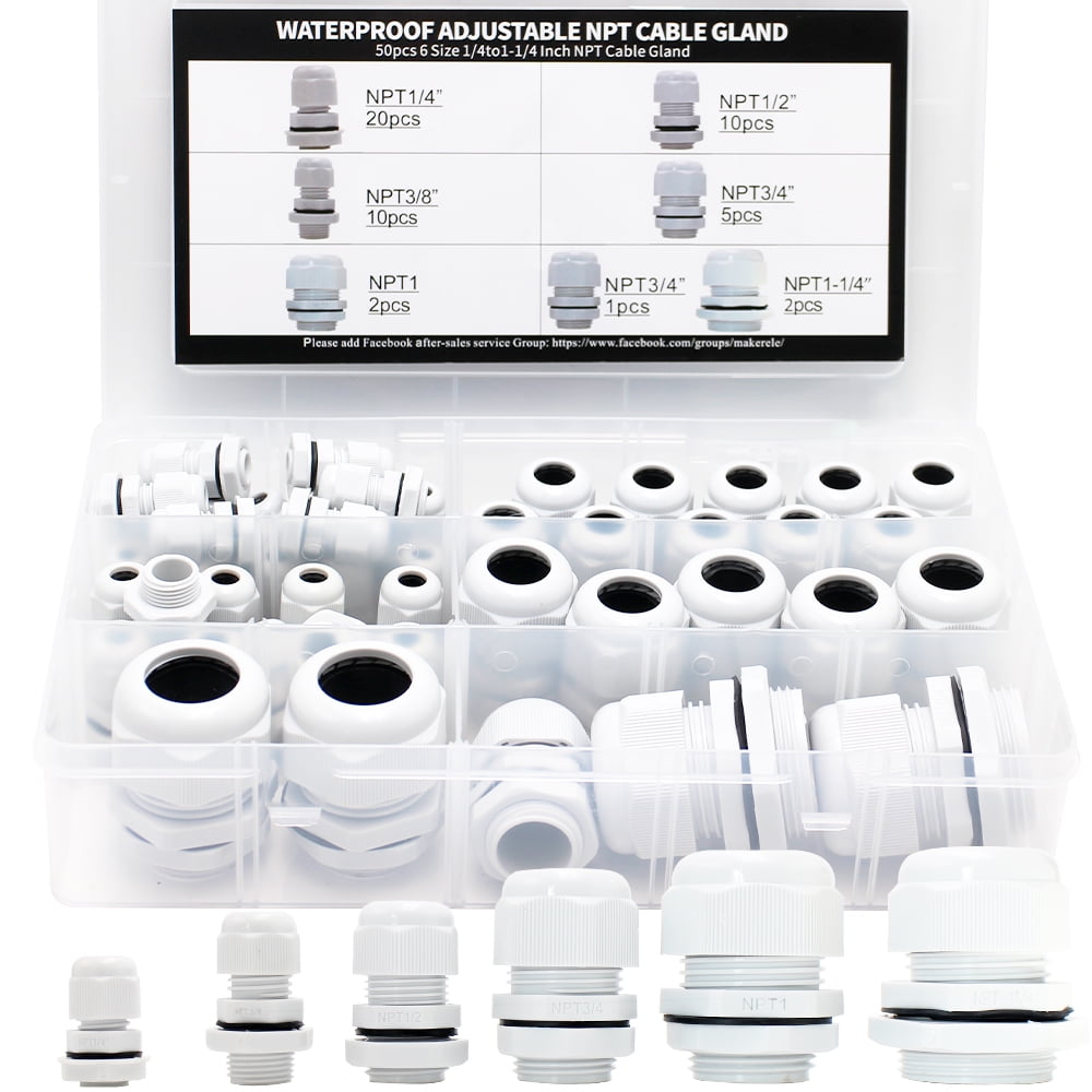 MAKERELE Nylon Waterproof NPT Cable Glands electrical conduit ...