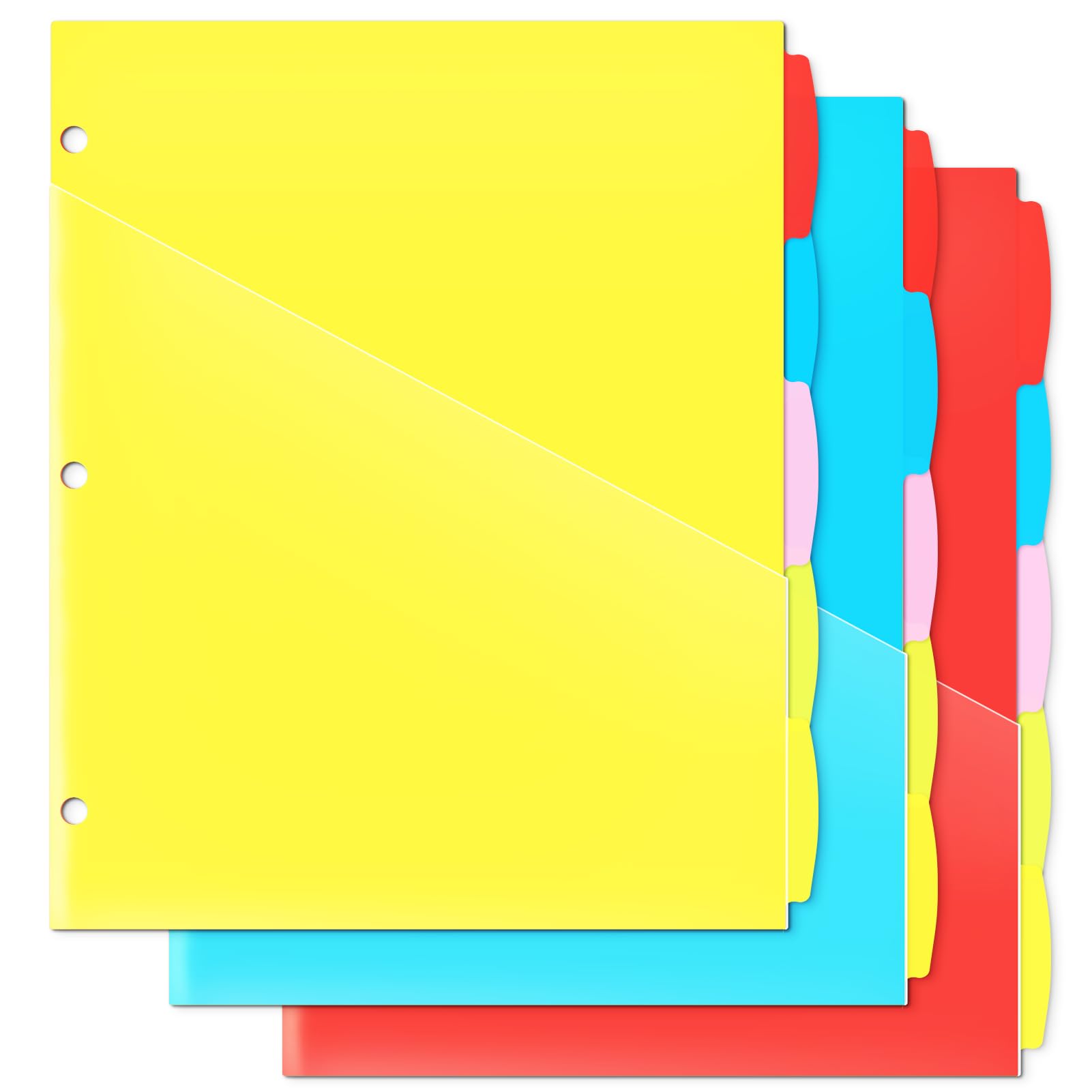 MAKHISTORY 5 Tabs Plastic Dividers with 2 Clear Pockets - 3 Sets ...