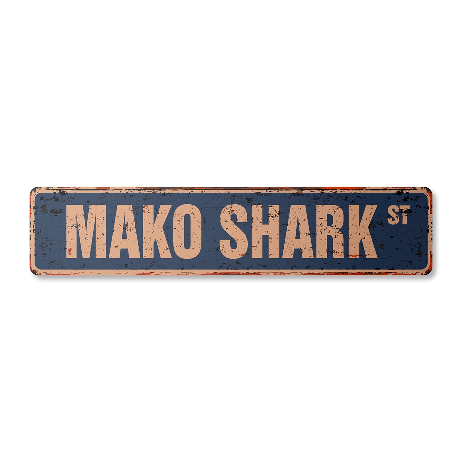 MAKO SHARK Vintage Plastic Street Sign week ocean dangerous teeth ...