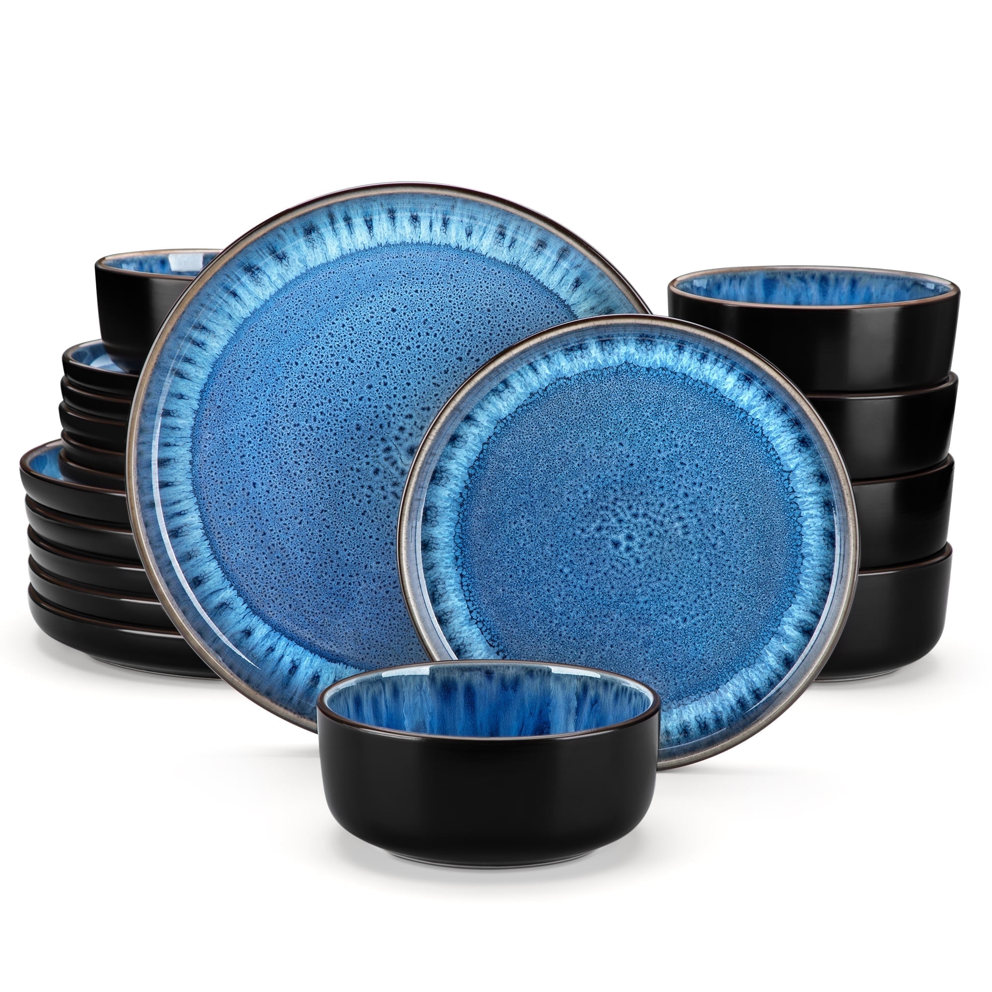 vancasso, 18 Piece Dinnerware Set, Stoneware Tableware Set For 6, Blue ...