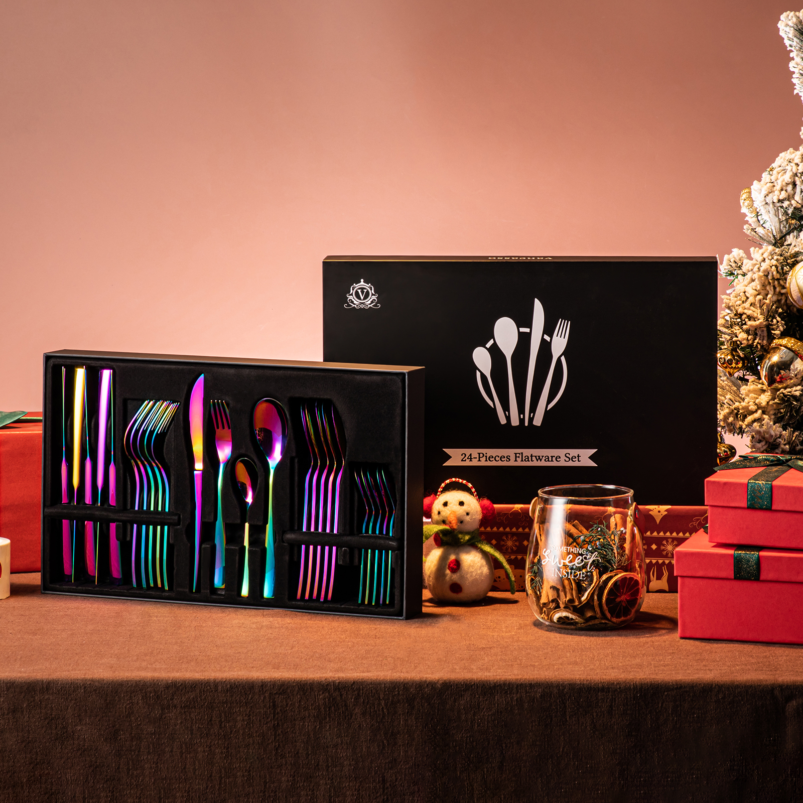 vancasso 24 Piece Silverware Sets , Stainless Steel Knife and Fork for ...