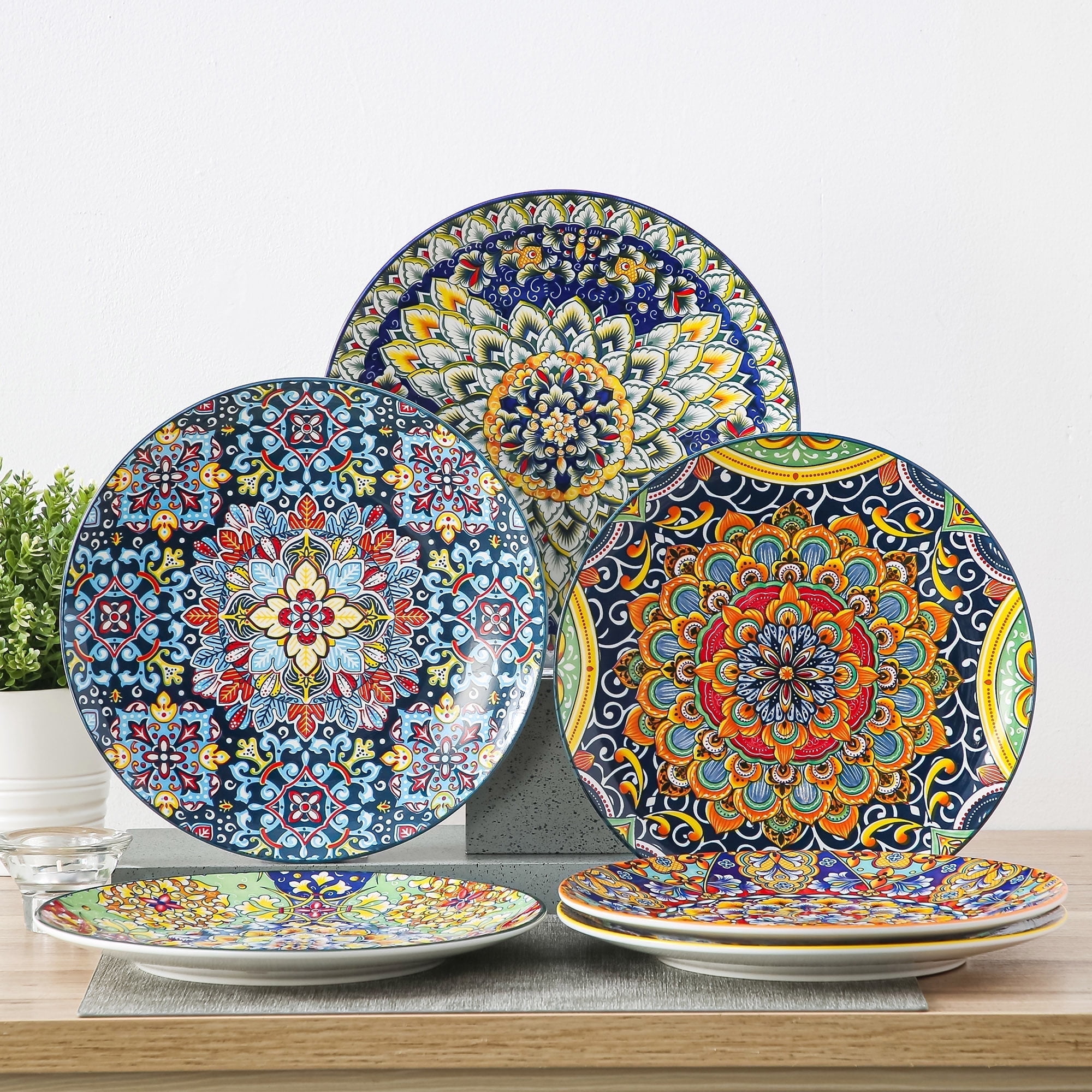 MALACASA 6 Piece 10.5in Dinner Plates, Porcelain Tableware Dishes Set ...