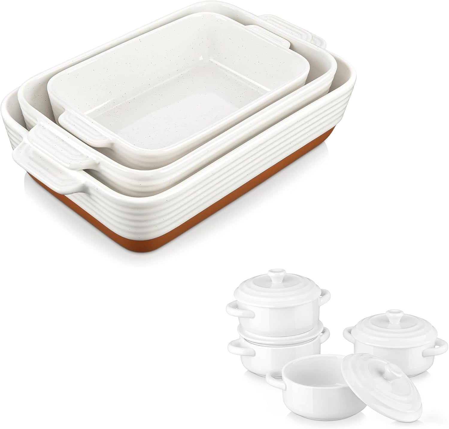 MALACASA Casserole Dishes for Oven, Ceramic Baking Dishes Set of 3 ...