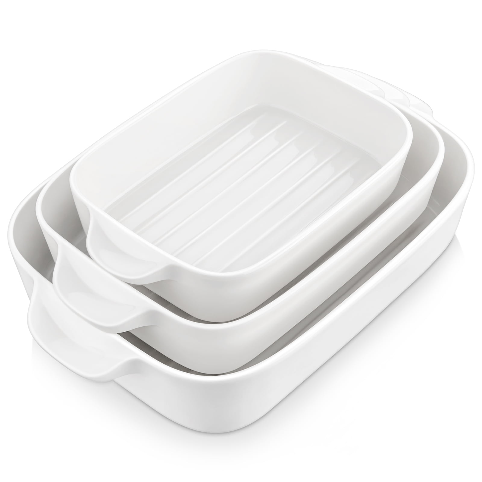 Malacasa Casserole Dishes for Oven, 3 Pack Ceramic Baking Dish Set ...