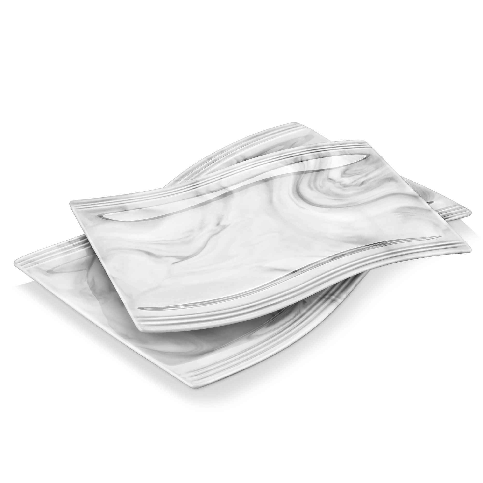 MALACASA Dishes Plate Sets, Porcelain Dinner Plates Marble Grey, Series ...