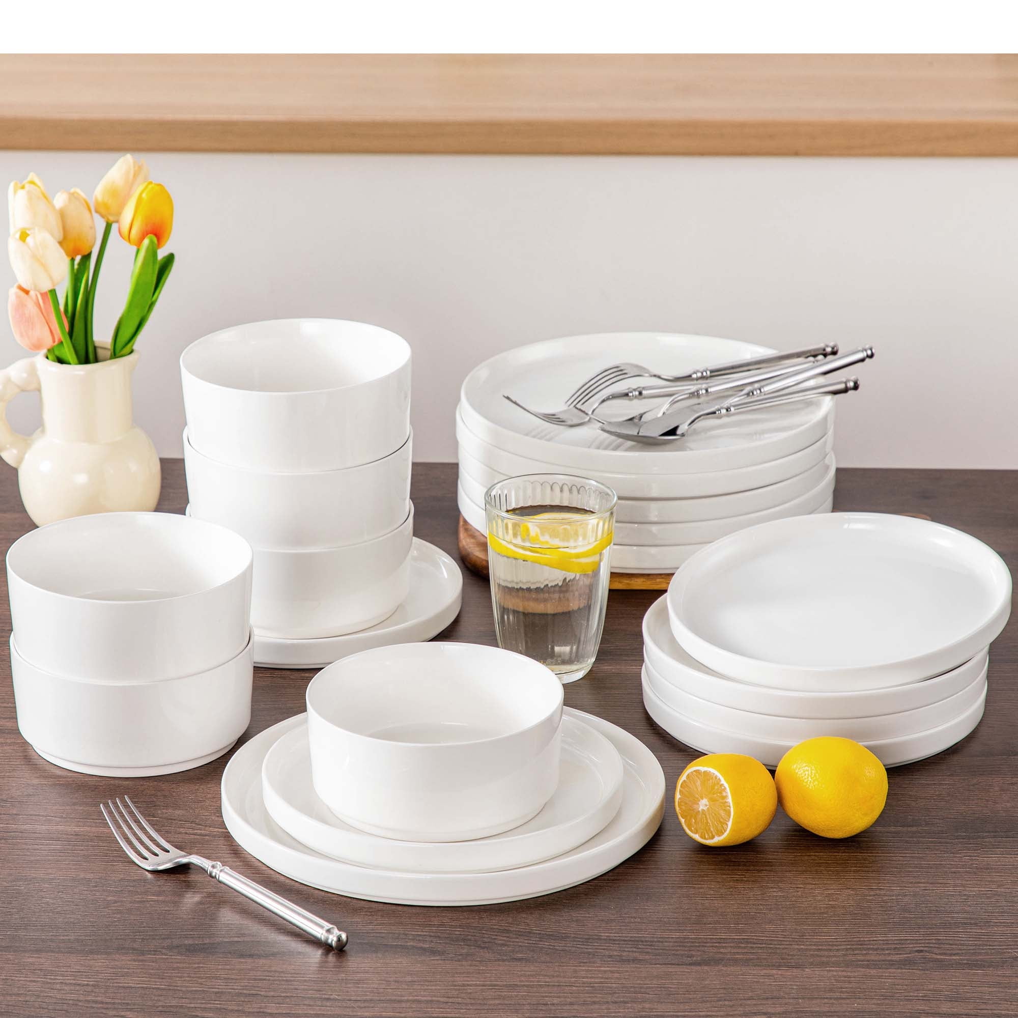 MALACASA Esmer 6-Piece Opal Glass White 8 inch Dessert Plates - Walmart.com