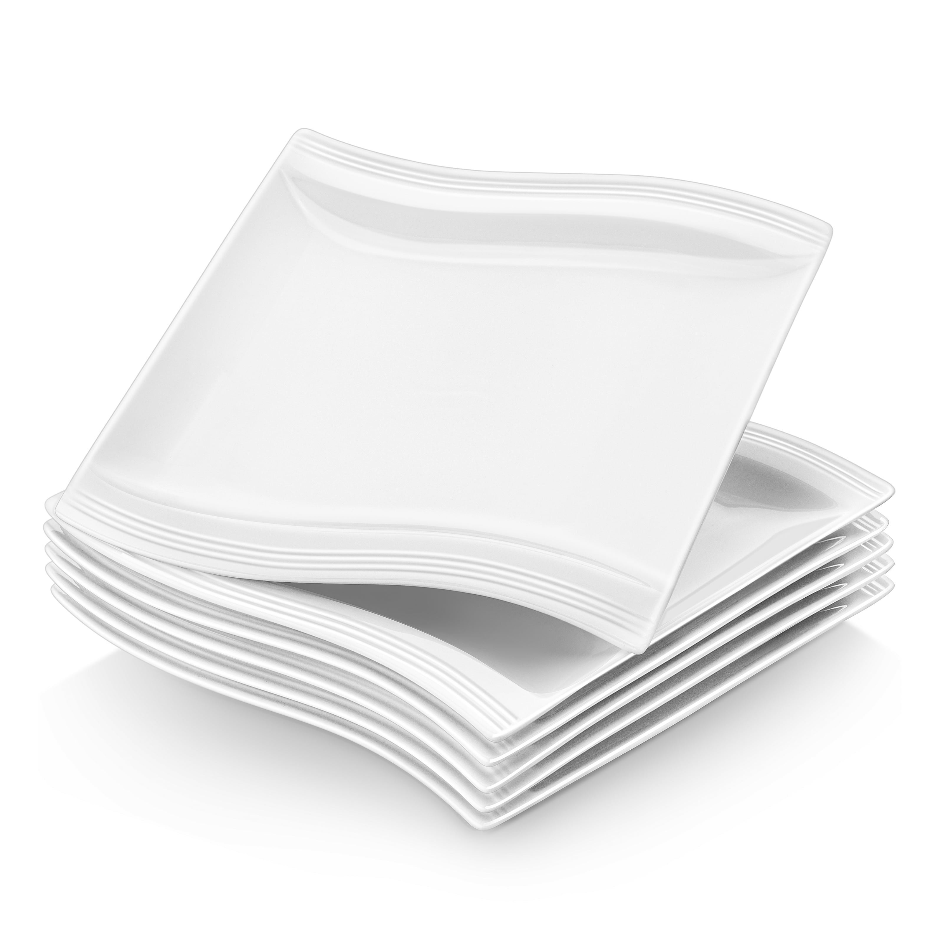 MALACASA Flora Dessert Plates of Dinnerware set, 8.25" Wave Shaped ...