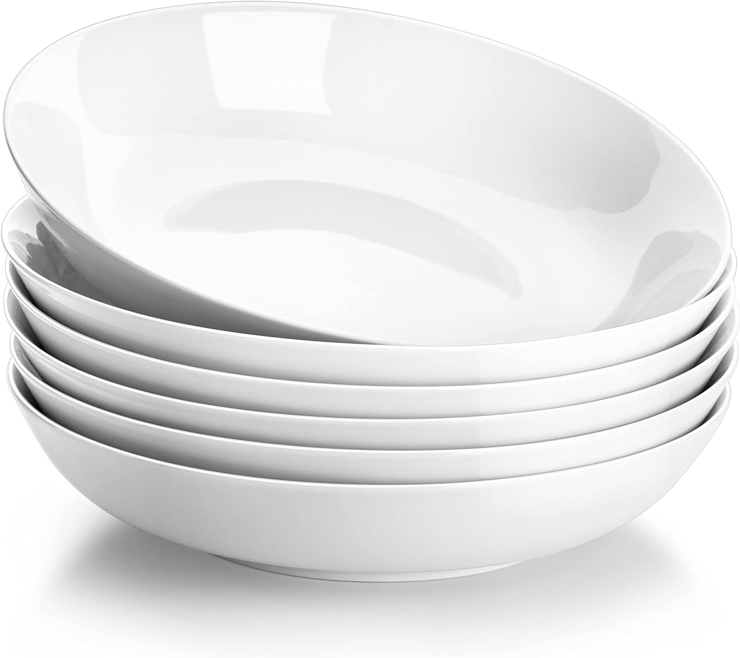 MALACASA Pasta Bowls, Porcelain Salad Bowls Set of 6, 40oz Large White ...