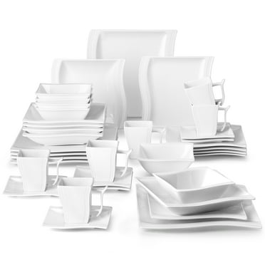 MALACASA, Series Elvira, 60-Piece Porcelain Dinnerware Set, Marble Grey ...