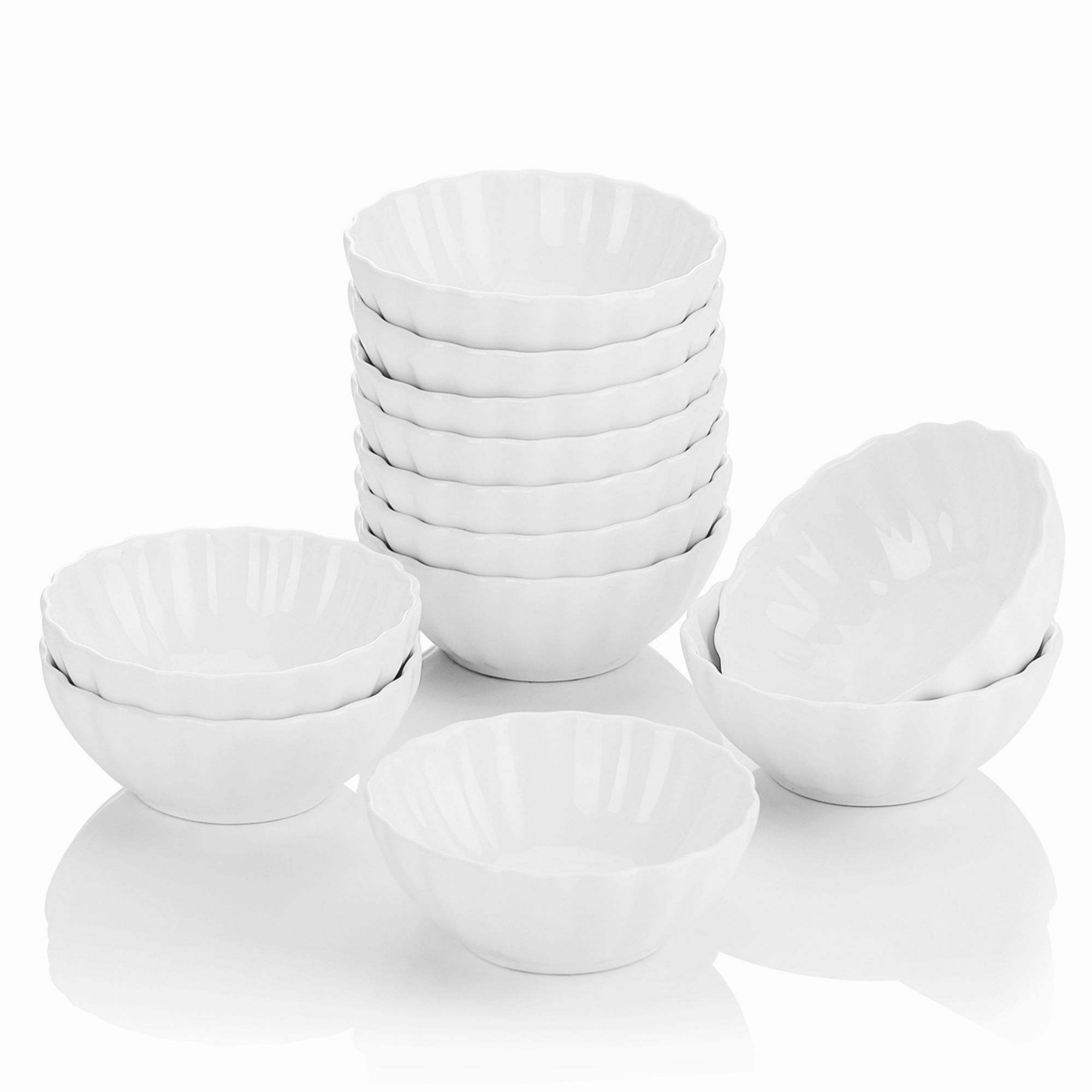 MALACASA, Series Ramekin, 12 pieces Mini Ramekins Ivory White Porcelain ...