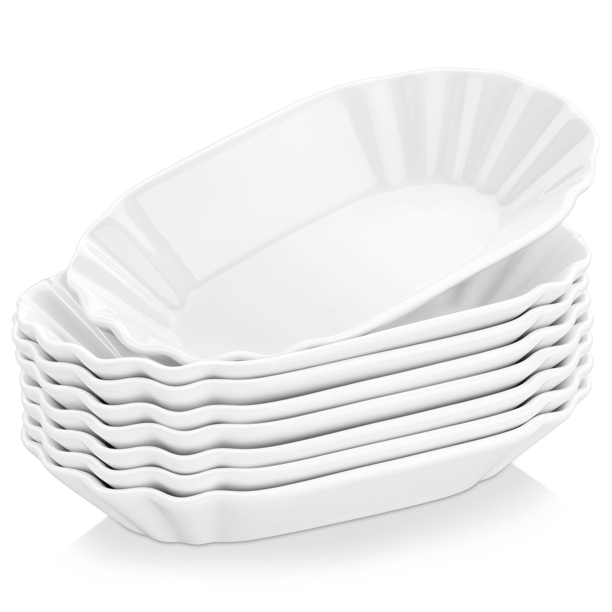 MALACASA, Series Regular, 8-Piece Porcelain Breakfast Trays Set, White ...