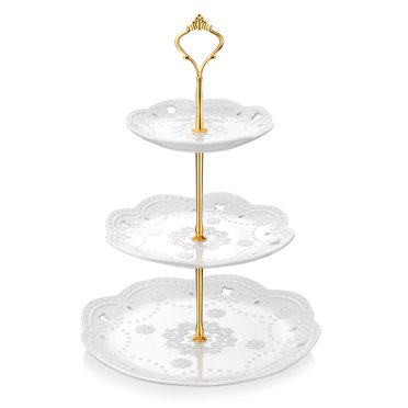 Nuptio Gold Round Wedding Cake Stand with Crystals Party Metal Dessert ...