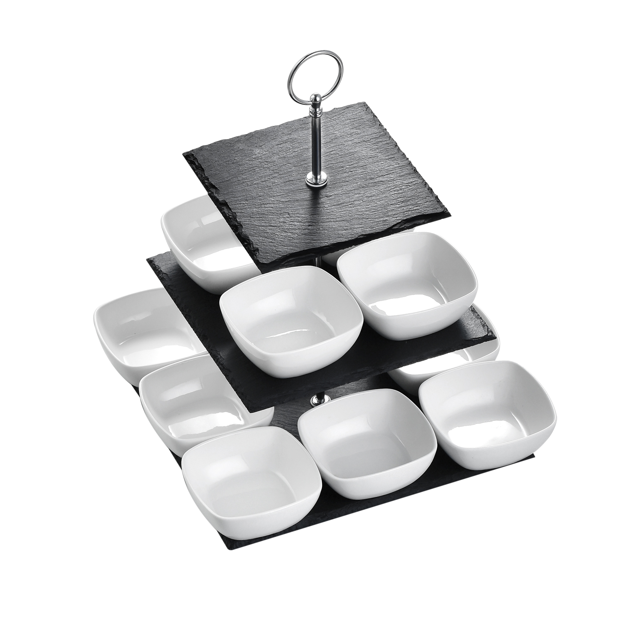 MALACASA, Series Sweet.Time, Natural Slate Stone Square Cake Stands ...